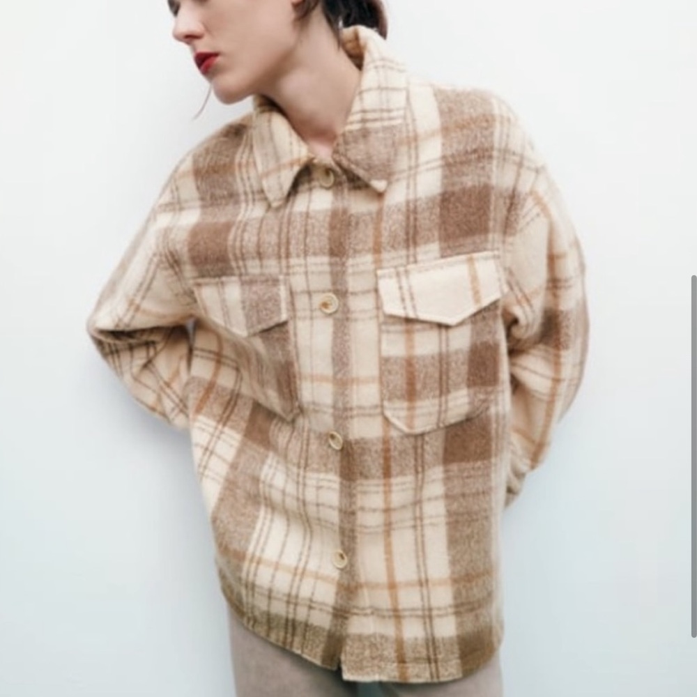 Zara Neutral Plaid Shacket - Gem